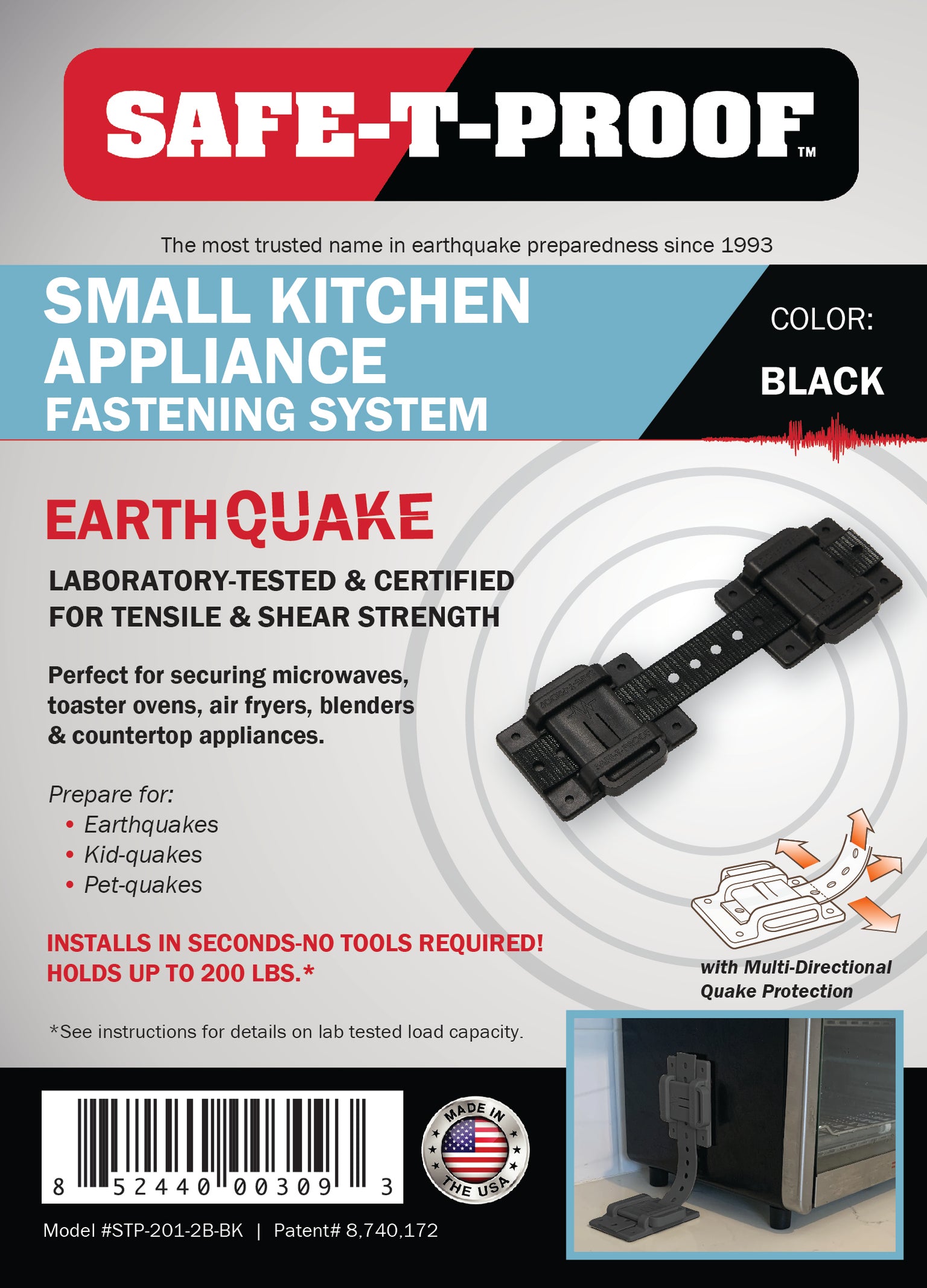 Small Kitchen Appliance Fastening System - SAFE-T-PROOF